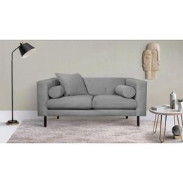 Home Affaire 2-Sitzer &raquo;Lillibeth Designsofa mit Wellenunterfederung, Ma&szlig;e B/T/H: 155/74/83 cm&laquo; Zierkissen als Wendekissen, in Samtoptik oder Cord grau