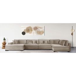 Home Affaire Wohnlandschaft »Skara XXL U-Form« Lounge-Sofa XXL mit Federkern-Polsterung, in vielen Bezugsvarianten dunkelbeige 0