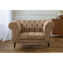 Home Affaire Loveseat »Tinnum Loveseat, Chesterfield Sessel« hellbraun