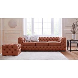 Home Affaire Chesterfield-Sofa »Kalina« klassische Chesterfield-Knopfheftung, sehr hochwertige Verarbeitung cognac