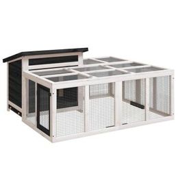 vidaXL Kaninchenstall 144x123x67,5 cm (L x B x H) grau