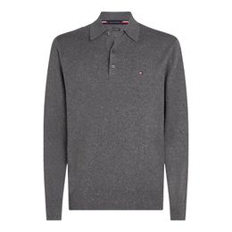 Tommy Hilfiger Polokragenpullover »PIMA ORG CTN CASHMERE LS POLO« Flag-Stickerei auf Brust Medium Grey Heather S S Strickpullover von Tommy Hilfiger