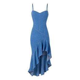 Goddiva Midikleid Damen Gr&ouml;&szlig;e 46 blue denim Winterkleid