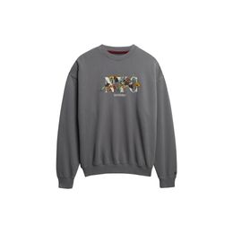 Superdry Sweatshirt Damen Größe L blau / gelb / grau / dunkelgrau