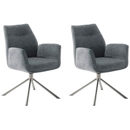 Esszimmerstuhl MCA furniture "DIVERIA", grau (anthrazit, edelstahl), B:64cm H:90cm T:66cm, Polyester, Stühle, (2er-Set) 4-Fuss-Stuhl,drehbar 360,belastbar 120 kg,Sitzhöhe ca. 50cm