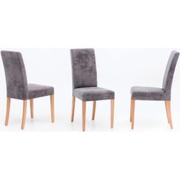 Esszimmerstuhl Home Affaire "Lea, TOPSELLER", grau (grau antik), B:45cm H:95cm T:50cm, Microfaser aus 100% Polyester in Antikleder-Optik, Stühle, strapazierfähiges Material, Gestell aus Massivholz