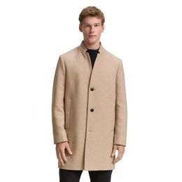 Wolljacke Tom Tailor Denim, Herren, Gr. L, beige sanftes weiß brushed twill, Web, Obermaterial: 73% Polyester, 23% Wolle, 2% Polyacryl, 1% Viskose, 1% sonstige Fasern. Futter: 100% Polyester, unifarben, regular fit ca. Mitte Oberschenkel, Jacken, mit Stehkragen
