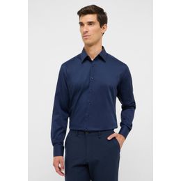 Langarmhemd Eterna "MODERN FIT", Herren, Gr. 38, Normalgr&ouml;&szlig;en, navy, Satin, 100% Baumwolle, tailliert, Manschette, Hemden, NON IRON (b&uuml;gelfrei)