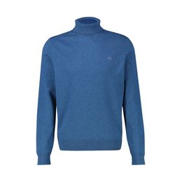 Rollkragenpullover Lerros "Lerros Rollkragenpullover in Großen Größen", Herren, Gr. 4XL, blau (storm blau melange), 100% Baumwolle, ohne Ausschnitt, Pullover