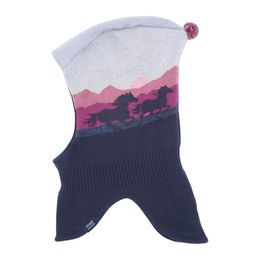 Schlupfmütze MaxiMo, Mädchen, Gr. 53, blau (midnight), Strick, Baumwolle, mehrfarbig, Mützen, Baumwolle, gestrickt, gefüttert, mit Bommel