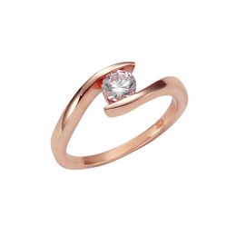 Fingerring Vivance "925 Silber ros&eacute; vergoldet Zirkonia" Gr. 19, rot, Fingerringe, Damen, 060 (19,1), Silber 925 (Sterlingsilber), Fingerring