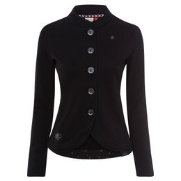 Sweatjacke Ragwear "AVALINA O", Damen, Gr. L, schwarz, Sweatware, Obermaterial: 70% Baumwolle, 30% Polyester, unifarben, figurbetont hüftlang, Rundhals, angesetztes Bündchen, Sweatjacken, maritimer Sweat-Blazer mit Kontrast-Details