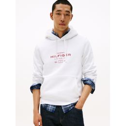 Kapuzensweatshirt Tommy Hilfiger "OVAL GRAPHIC HOODIE", Herren, Gr. XL, wei&szlig;, Sweatware, Obermaterial: 63% Baumwolle, 37% Polyester, unifarben, regular fit normal, Rundhals, eingesetzt Rippb&uuml;ndchen, Sweatshirts, Regular fit