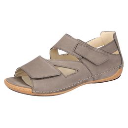 Waldl&auml;ufer Sandale WALDL&Auml;UFER "HELIETT", Damen, Gr. 4,5 (37,5), grau (taupe), Nubukleder, unifarben, Schuhe Sandale, Keilsandalette, Sommerschuh, Komfortschuh, Klettverschl&uuml;sse, H-Weite