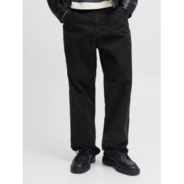 Jack & Jones 5-Pocket-Hose JACK & JONES "JPSTALEX EMBER WORKER PANT LN", Herren, Gr. 31, L&auml;nge 32, schwarz, Web, Obermaterial: 100% Baumwolle, unifarben, relaxed fit kn&ouml;chellang, Hosen 5-Pocket-Hose