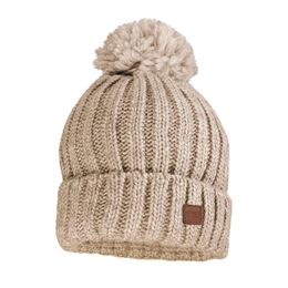 Strickmütze MaxiMo, Baby, Gr. 51/53, camelmeliert, Grobstrick, Materialmix, unifarben, Mützen, Wollanteil, gefüttert, Bommel