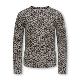 Langarmshirt KIDS Only "KOGTRINNY LIFE AOP L/S O-NECK TOP JRS", M&auml;dchen, Gr. 158/164, schwarz (mermaid aop:leo, schwarz), Jersey, Obermaterial: 95% Baumwolle, 5% Elasthan, bedruckt, figurbetont normal, Rundhals, Shirts Langarmshirt