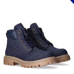 Schnürboots Tommy Hilfiger, Mädchen, Gr. 37, blau, Synthetik, Schuhe Schnürboots, Chunky Boots, Winterboots mit Blockabsatz