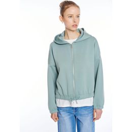 Haily's Kapuzensweatjacke HAILY’S "LS P HJ Li44lly", Damen, Gr. XS, grün (willow grün), Sweatware, Obermaterial: 60% Polyester, 35% Viskose, 5% Elasthan, unifarben, normal, Rundhals, Sweatjacken