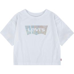 T-Shirt LEVI'S KIDS, Mädchen, Gr. 12 (152), weiß, Jersey, Obermaterial: 60% Baumwolle, 40% Polyester, bedruckt, regular fit normal, Rundhals, Shirts, Boxy Fit, for Girls