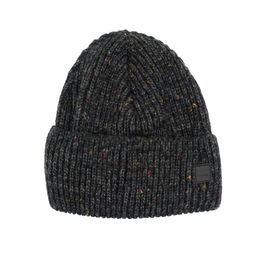 Beanie MaxiMo, Mädchen, Gr. 51/53, carbonmeliert, Strick, Materialmix, mehrfarbig, Mützen, wärmend, mehrfarbig, mit breitem Umschlag, gefüttert