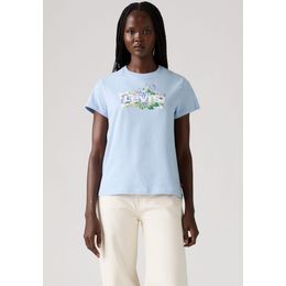 Levi's T-Shirt LEVI'S "LSE THE PERFECT TEE", Damen, Gr. L (40), blau (blau carnation bw fi), Jersey, Obermaterial: 100% Baumwolle, figurumspielend hüftlang, Rundhals, Shirts