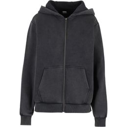 Sweatjacke Urban Classics "Urban Classics Ladies Vintage Heavy Zip Hoody", Damen, Gr. L, magnet, 70% Baumwolle, 30% Polyester, unifarben, Sweatjacken