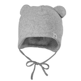 Fleecemütze MaxiMo, Jungen, Gr. 39, grau (graumeliert), Fleece, Baumwolle, Mützen, mit Öhrchen, zum Binden, Einfarbig