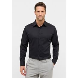 Langarmhemd Eterna "MODERN FIT", Herren, Gr. 44, Normalgr&ouml;&szlig;en, schwarz, Satin, 100% Baumwolle, tailliert, Manschette, Hemden, NON IRON (b&uuml;gelfrei)