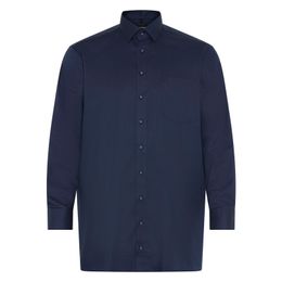 Langarmhemd OLYMP "Big & Tall", Herren, Gr. 49, N-Gr, marine, Web, Obermaterial: 100% Baumwolle, unifarben, comfort fit, 2-Knopf-Manschette verstellbar, Hemden, Neue COMFORT FIT BIG Kollektion, Businesshemd, New-Kentkragen