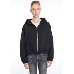 Haily's Kapuzensweatjacke HAILY’S "LS P HJ Li44lly", Damen, Gr. L, schwarz, Sweatware, Obermaterial: 60% Polyester, 35% Viskose, 5% Elasthan, unifarben, Feminin, normal, Rundhals, Sweatjacken