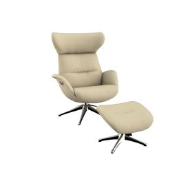 Relaxsessel FLEXLUX "Fernsehsessel More, ergonomisch, drehbar, robuster Fu&szlig;, Scandi", beige (sandy beige), B:90cm H:107cm T:89cm, 100% Polyester, Sessel, Relaxsessel, Premium Komfort, R&uuml;cken- und Kopfteilverstellung, Drehbar, Fu&szlig; Alu