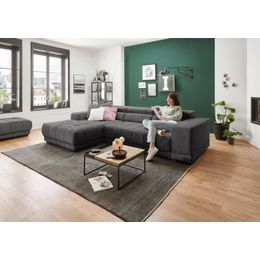 Ecksofa DIE PLANBAR "MP-IN15053 L-Form schmaler Schenkel", grau (anthrazit), B:303cm H:75cm T:190cm, 88% Polyester; 12% Polyamid, Sofas, Ecksofa, mit Kopfteilverstellung, wahlweise mit manueller Vorziehbank
