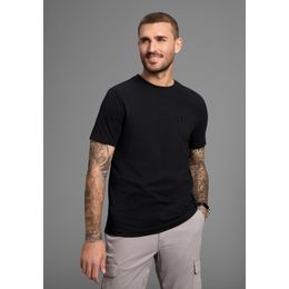 T-Shirt Bruno Banani, Jungen, Gr. XL (56/58), schwarz, Single Jersey, Obermaterial: 100% Baumwolle, washed, slim fit, Rundhals, Shirts T-Shirt, Gewaschene Optik mit Brusttasche