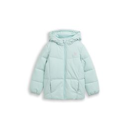 Tom Tailor Mädchen Puffer-Jacke mit Kapuze, blau, Uni, Gr. 116/122