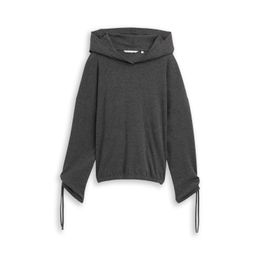 Tom Tailor Denim Damen Loose Fit Langarmshirt mit Kapuze, grau, Meliert, Gr. M
