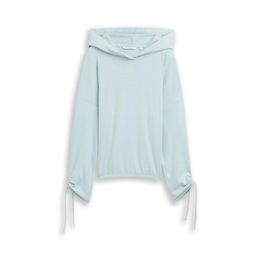 Tom Tailor Denim Damen Loose Fit Langarmshirt mit Kapuze, blau, Meliert, Gr. M