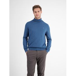 Rollkragenpullover Lerros "Lerros Herren Rollkragen-Strickpullover", Herren, Gr. XXL, blau (storm blau melange), 100% Baumwolle, ohne Ausschnitt, Pullover Rollkragenpullover