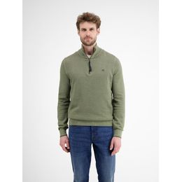 Troyer Lerros "Lerros Herren Stricktroyer in lebendiger Optik", Herren, Gr. L, nordic olive, 100% Baumwolle, ohne Ausschnitt, Pullover Troyer