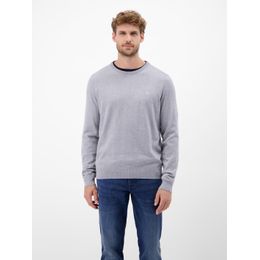 Strickpullover Lerros "Lerros Herren Basic Strickpullover", Herren, Gr. XXL, silber (platinum grau melange), 100% Baumwolle, Rundhals, Pullover Strickpullover