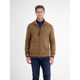 Lerros Herren Strickjacke "Lerros Herren-Strickjacke mit Zopfmuster"light coffee, Gr. XXL, 67% Baumwolle, 33% Polyacryl, Strickjacken