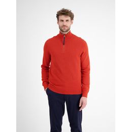 Troyer Lerros "Lerros Herren Stricktroyer in lebendiger Optik", Herren, Gr. XL, scandinavian rot, 100% Baumwolle, ohne Ausschnitt, Pullover Troyer
