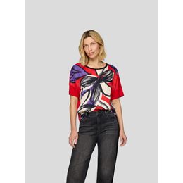 T-Shirt Rabe, Damen, Gr. 40, mohn, Web, Obermaterial: 50% Baumwolle, 50% Viskose, bedruckt, regular fit taillenbedeckt, Rundhals, gerader Abschluss, Shirts T-Shirt, mit Flower Print