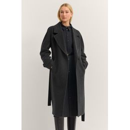 Trenchcoat Bugatti "Loose Fit", Damen, Gr. 38, 280, dunkelgrau, 70% Wolle, 20% Polyester, 10% Polyamid, unifarben, loose fit, M&auml;ntel, Oversized, Flexcity Stretch mit Bindegurt