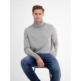 Rollkragenpullover Lerros "Lerros Herren Rollkragen-Strickpullover", Herren, Gr. L, platinum grau melange, 100% Baumwolle, ohne Ausschnitt, Pullover