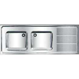 KWC Aquarotter Gewerbesp&uuml;le, MAXIMA, Edelstahl, 2 Becken, 1600x382x600 mm, Tropfteil re, 2000057704 2000057704