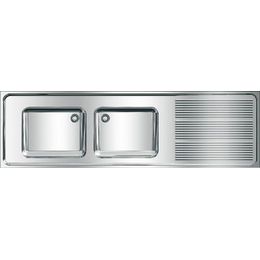 KWC Aquarotter Gewerbesp&uuml;le, MAXIMA, Edelstahl, 2 Becken, 2000x432x600 mm, Tropfteil re, 2000057706 2000057706