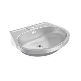 KWC Aquarotter Handwaschbecken, ANIMA, Edelstahl, 550x155x450 mm, m. Hahnl., m. &Uuml;berl., 2000103080 2000103080