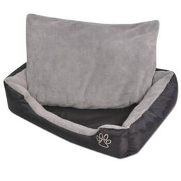 vidaXL Hundebett mit gepolstertem Kissen Schwarz/Grau 80 cm, 80 cm, 21 cm