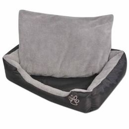 vidaXL Hundebett mit gepolstertem Kissen Schwarz/Grau 58 cm, 58 cm, 19 cm